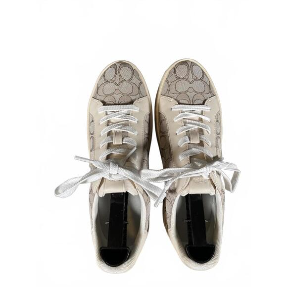 Coach | Shoes | Womens 9b Coach Lowline Jacquard Stone Chalk Laceup Low ...